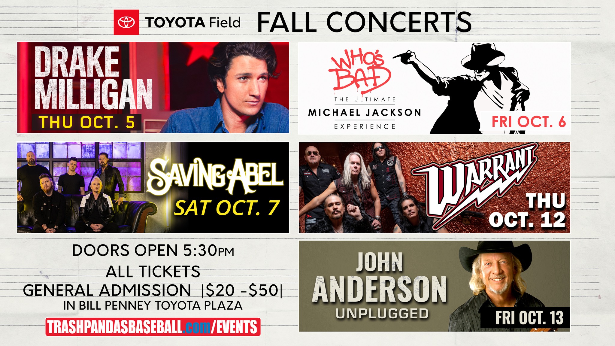 Six fall concerts heading to Toyota Field - news